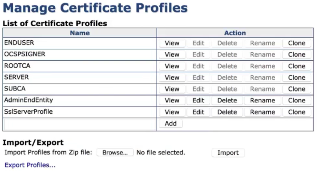 Import/Export Certificate Profiles